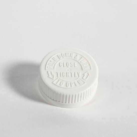 38 mm White PP Saf Cap Cap w/ HS 130 Heat Seal for PE Liner. Commercial ...