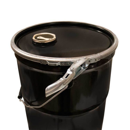 7 GALLON BLACK BUFF EPOXY LINED STEEL OPEN HEAD PAIL W/ RING SEAL COVER ...