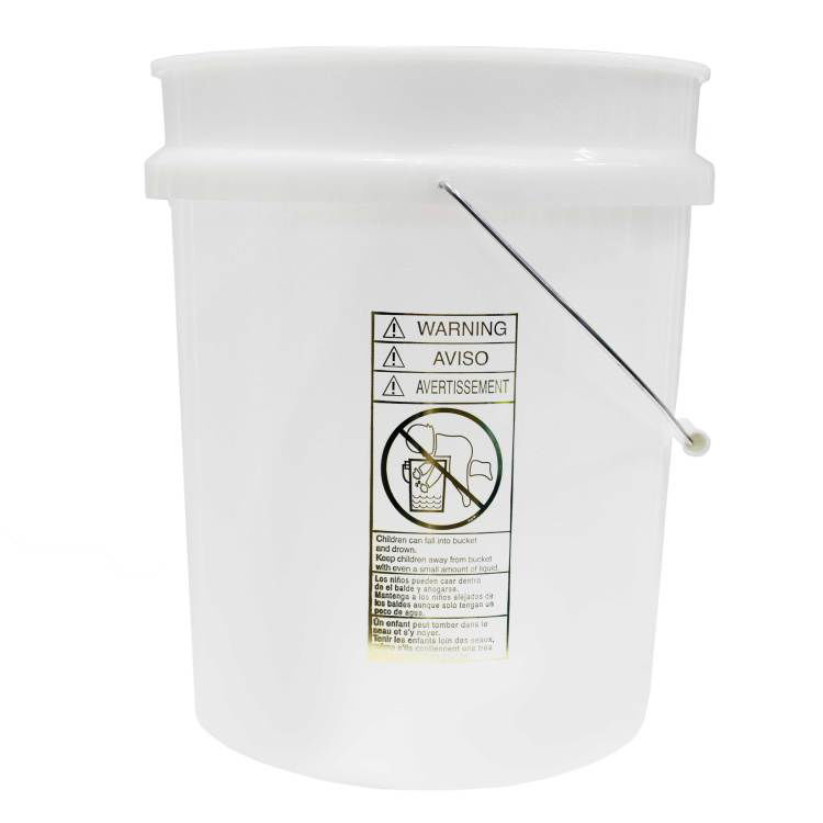 5 GALLON NATURAL HDPE OPEN HEAD PAIL W/ CHILD WARNING LABEL, METAL ...