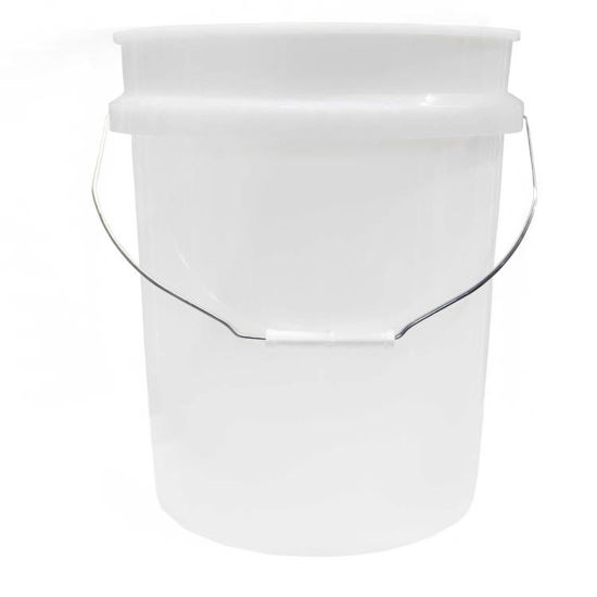 5 GALLON NATURAL HDPE OPEN HEAD PAIL W/ CHILD WARNING LABEL, METAL ...
