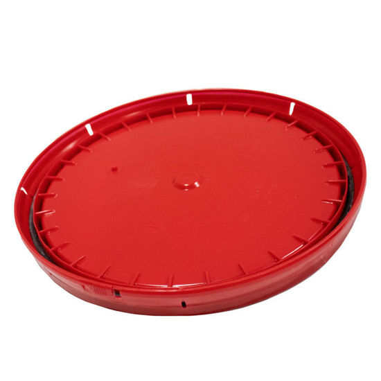 3.5-5 GALLON RED HDPE COVER W/ TEAR TAB GASKETED. Pipeline Packaging