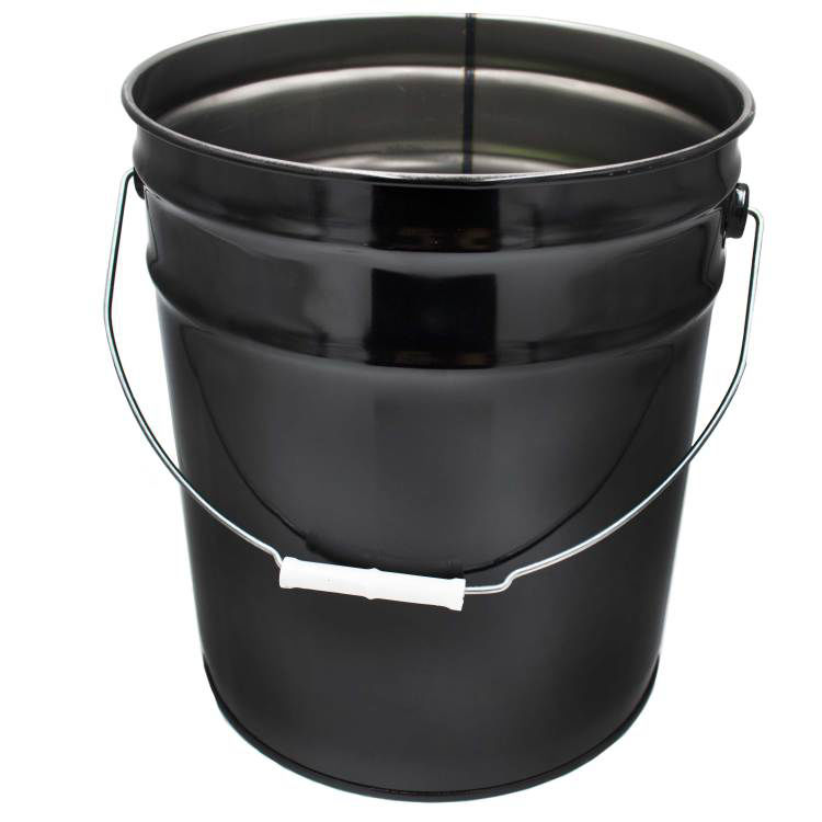 5 GALLON BLACK STEEL OPEN HEAD PAIL, STEEL INHIBITED, DOUBLE BEAD ...