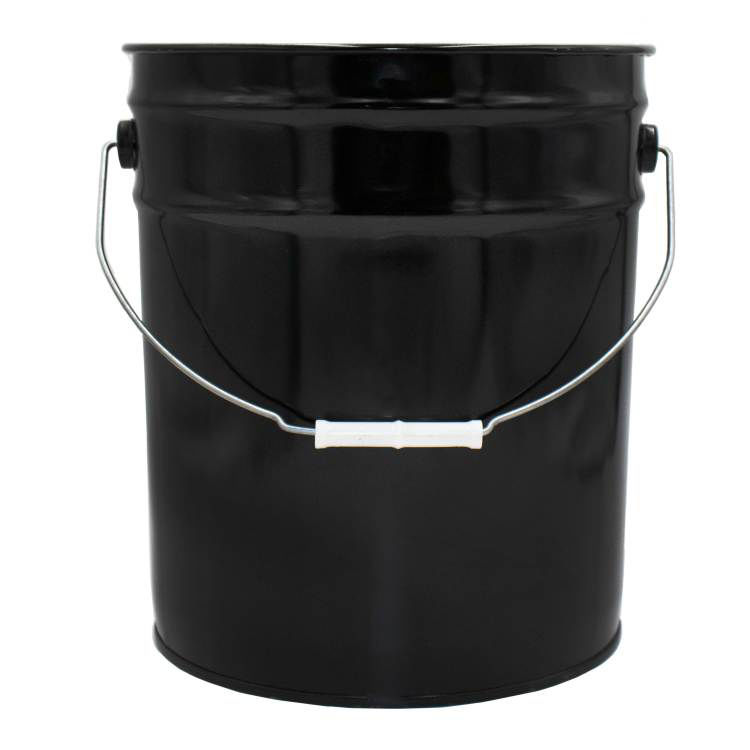 5 GALLON BLACK STEEL OPEN HEAD PAIL, STEEL INHIBITED, DOUBLE BEAD ...