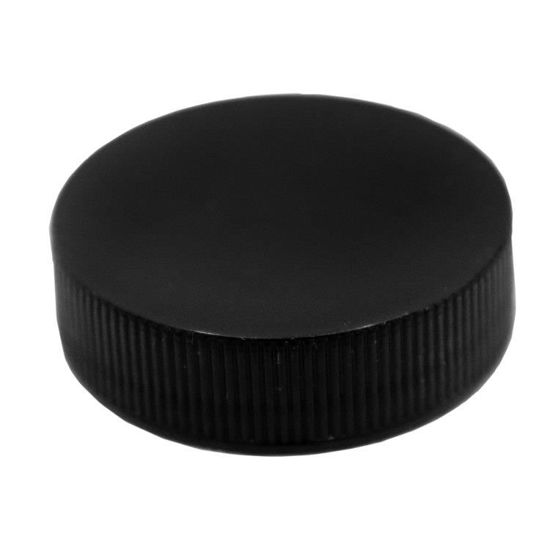 38-400 Black PP Smooth Top, Ribbed Sides Cap with Grooved Foam Vent ...