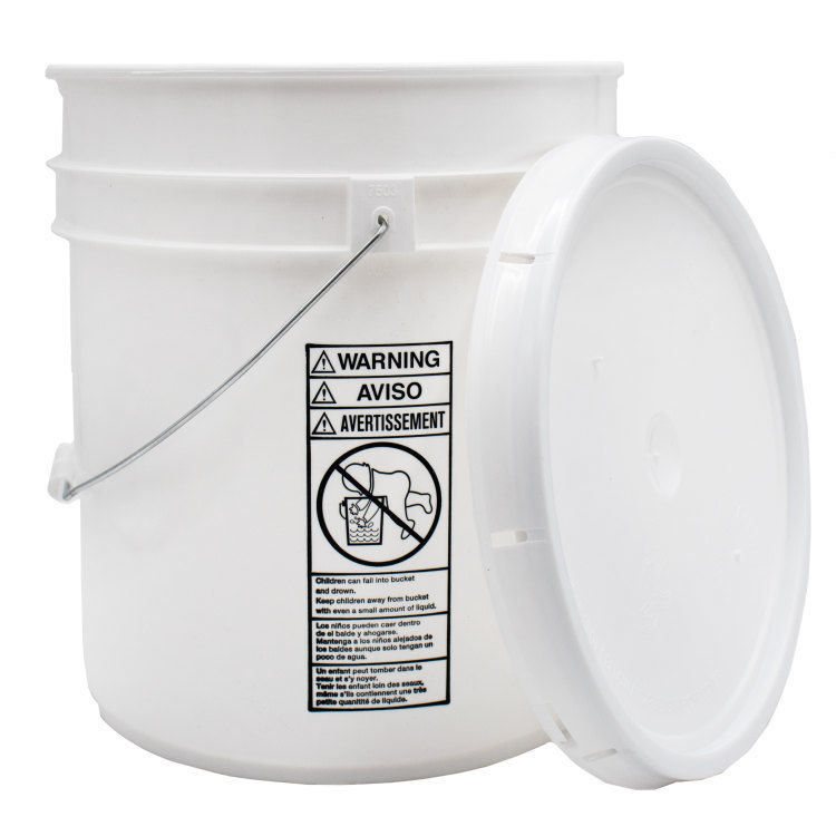 5 GALLON WHITE HDPE STRAIGHT SIDE PAIL W/ TEAR TAP COVER WITH GASKET ...