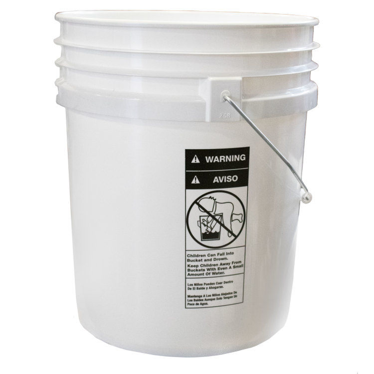5 GALLON WHITE HDPE STRAIGHT SIDE PAIL W/ TEAR TAP COVER WITH GASKET ...