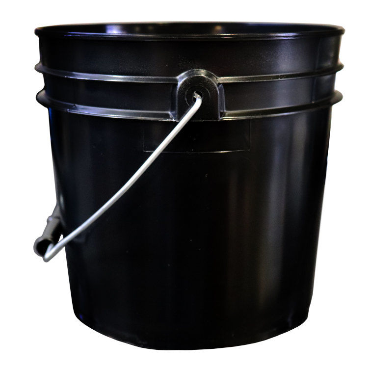 1 Gallon Black HDPE Open Head Pail w/ Metal Handle w/ Black Plastic ...