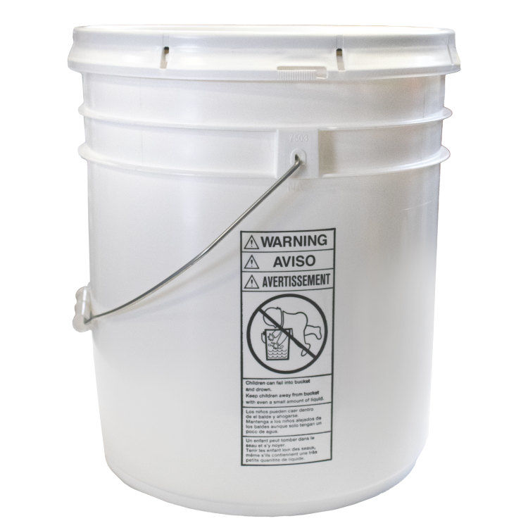 5 Gallon White HDPE Straight Side Pail, W/ White Cover, UN Rated, Anti ...