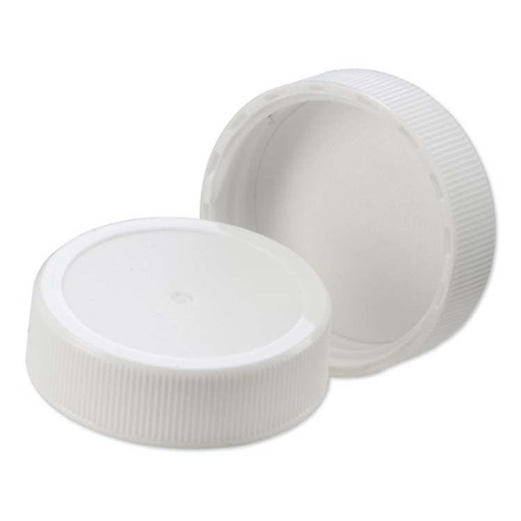38-400 White PP Matte Top, Ribbed Sides Cap Screw Cap w/ SureSeal Liner ...