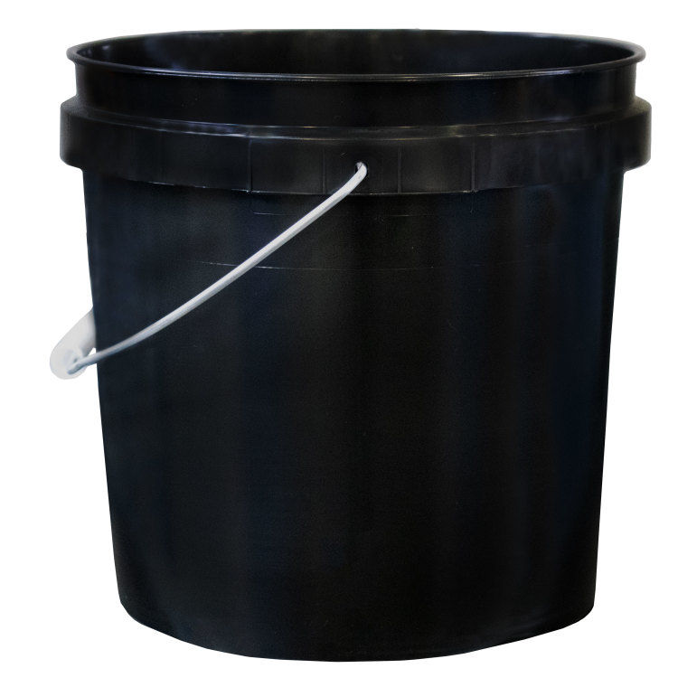 2 Gallon Black HDPE Open Head Pail, w/ Metal Handle. Pipeline Packaging