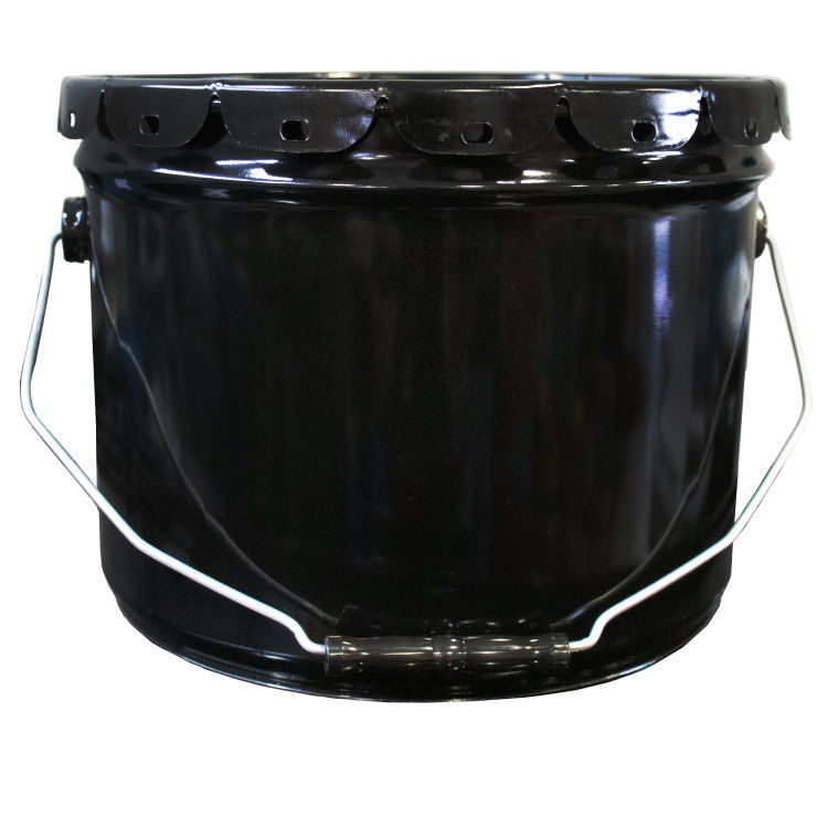 3-Gallon Black Rust Inhibited Steel Open Head Pail, Single Bead, w ...