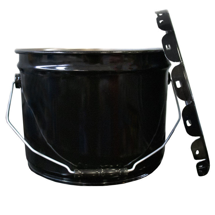 3-Gallon Black Rust Inhibited Steel Open Head Pail, Single Bead, w ...