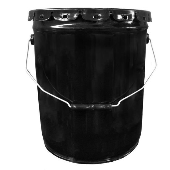 5-Gallon Black Inhibited Steel Straight Side Open Head Pail, w/ Lug ...