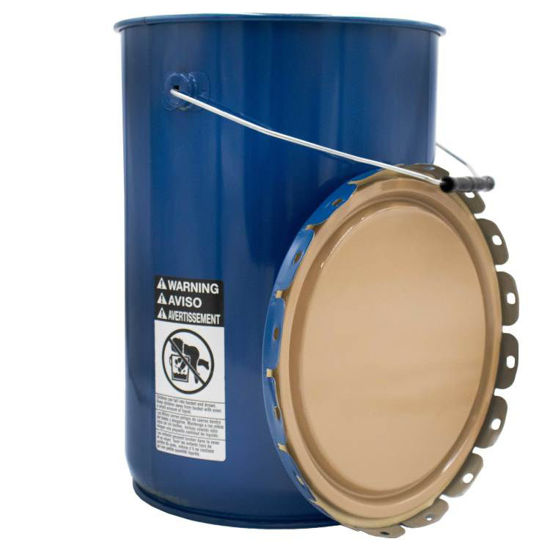 6.5-Gallon Gentian Blue Steel Open Head Straight Sided Pail, Buff Epoxy ...