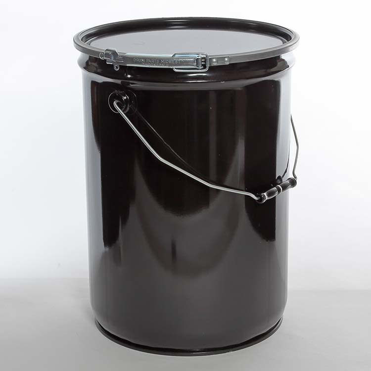 6 Gallon Black Delpak Open Head Steel Pail, Straight Side, Rust ...