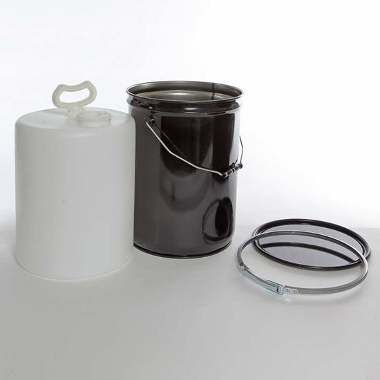 6 Gallon Black Delpak Open Head Steel Pail, Straight Side, Rust ...