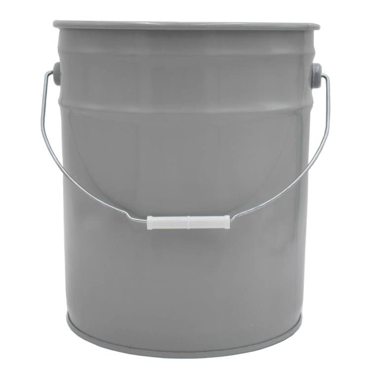5 GALLON LIGHT GRAY INHIBITED STEEL OPEN HEAD PAIL, DOUBLE BEAD ...