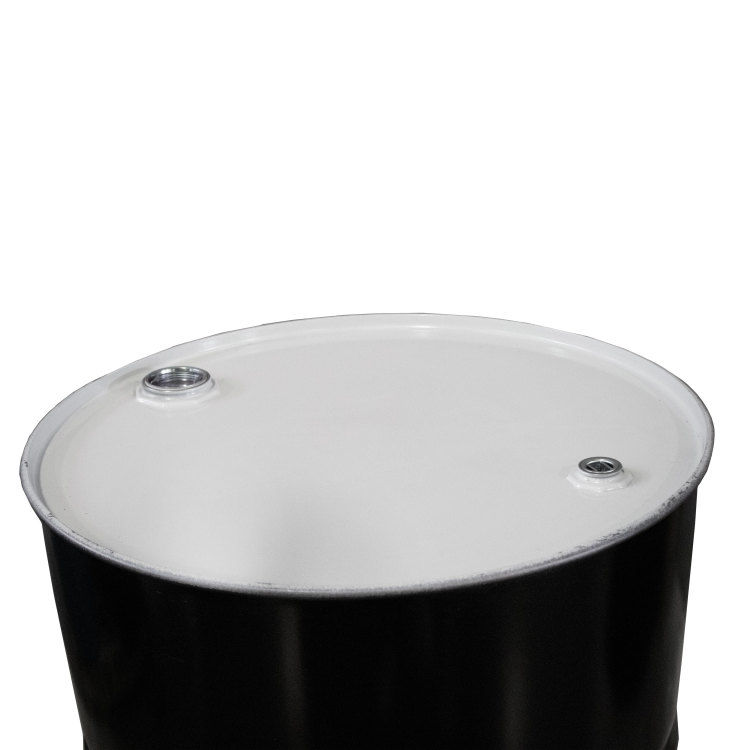 55 Gallon Black Unlined Steel Tight Head Drum w/White Top, 2" & 3/4 ...