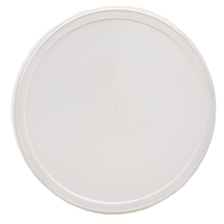 White HDPE Plastic Round Dairy Lid for 51 - 85 oz Tubs. Pipeline Packaging