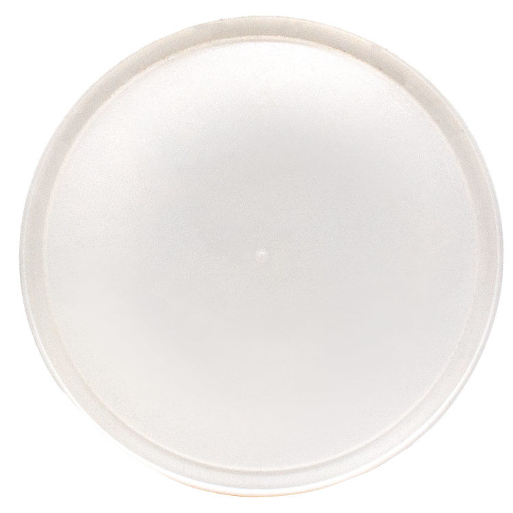 White HDPE Plastic Round Dairy Lid for 51 - 85 oz Tubs. Pipeline Packaging