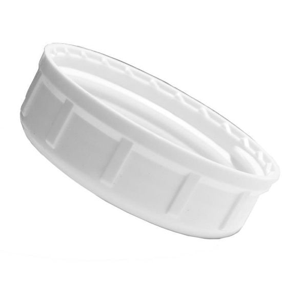 63-445 White PP Plastic Round Cap with Foam Liner. Pipeline Packaging