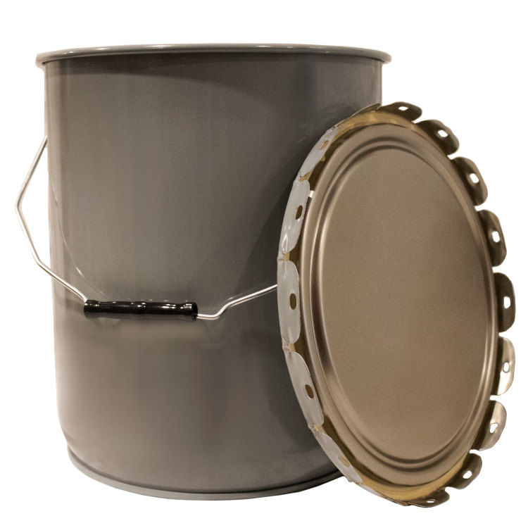 5 Gallon Gray Rust Inhibitor Steel Open Head Pail, Straight Side with ...