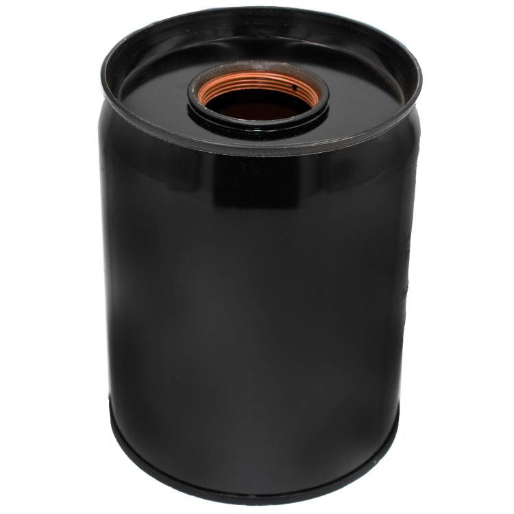 1 Gallon Black Steel Tight Head Pail, Red/Brown Phenolic Lining w/ 2 ...