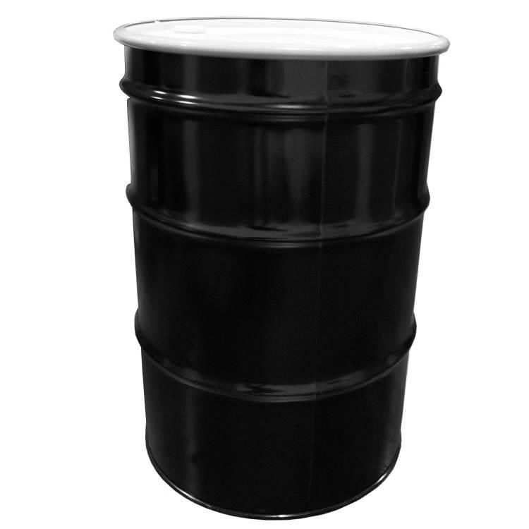 55 Gallon Black Steel Open Head Drum, Phenolic Lining, White Cover, 2 ...