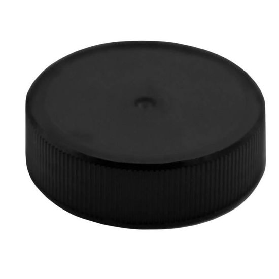 38-400 BLACK PP PLASTIC RIBBED SCREW TOP CAP, MATTE TOP, RIBBED SIDES W/ F217 FOIL LINER ...