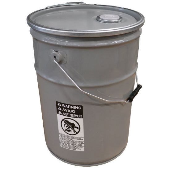 6 Gallon Gray Steel Open Head Pail, Double Bead, Buff Lining, Ring Seal ...