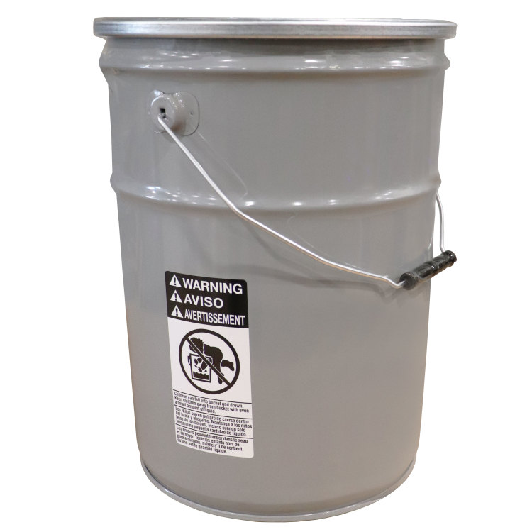 6 Gallon Gray Steel Open Head Pail, Double Bead, Buff Lining, Ring Seal ...