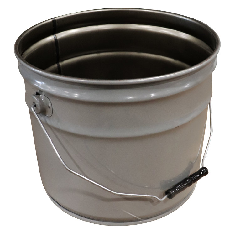 3.5 Gray Steel Open Head Pail, Rust Inhibited Lining, 3" Double Bead ...