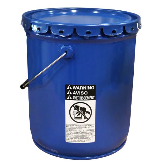 5 Gallon Blue Straight Side Steel Open Head Pail, Single Bead, Clear ...