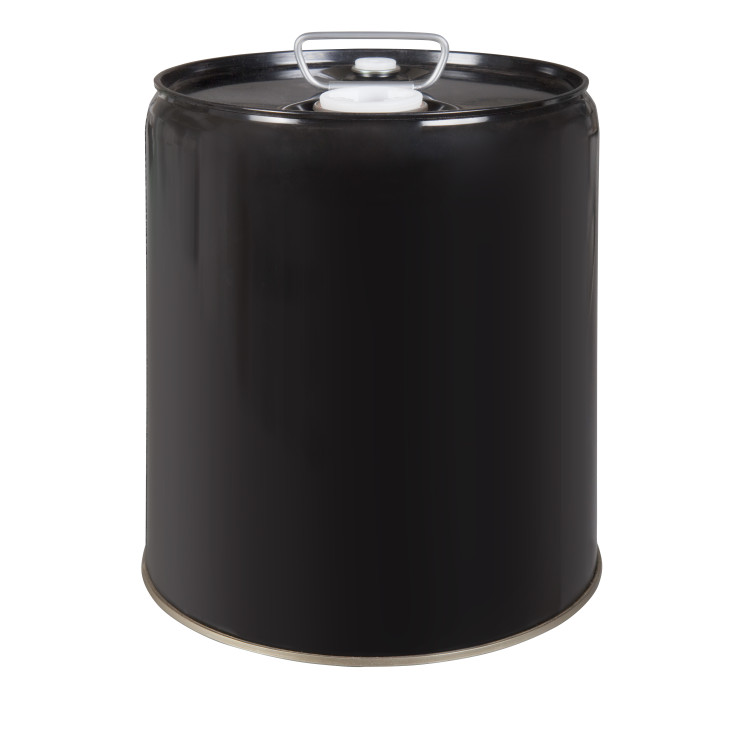 5 Gallon Black Steel Tight Head Pail, Red Phenolic Lining w/ Dust Cap ...