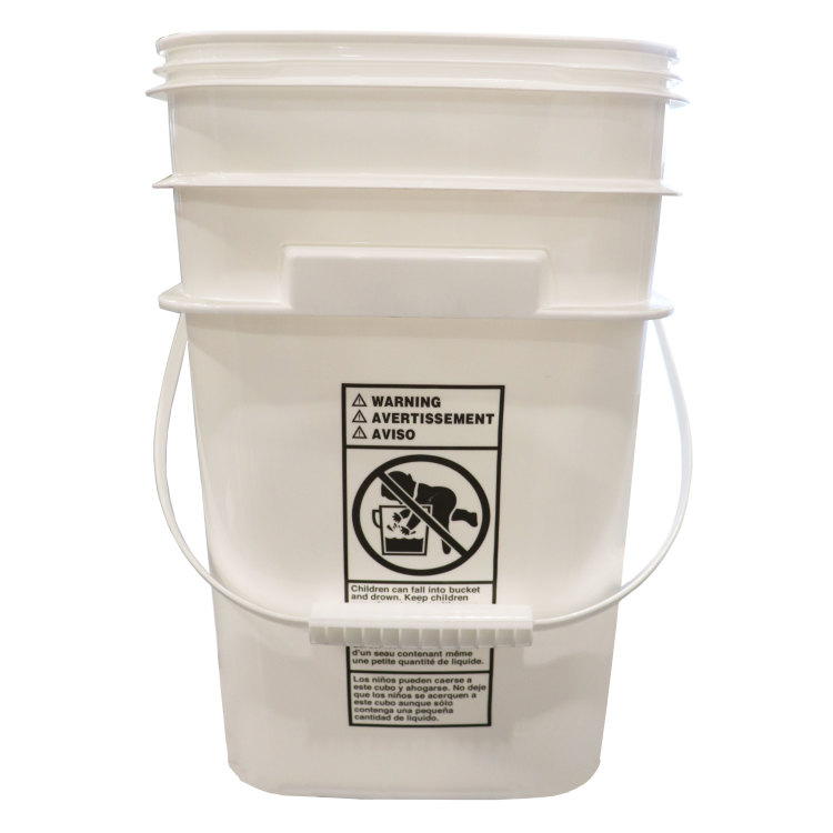 5.3 Gallon White HDPE Plastic EZ Stor Ropak Rectangular Pail, Black CWL ...