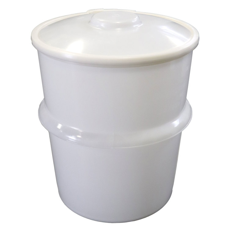 25 Gallon Natural Plastic Open Head Drum, UN Rated w/ Natural Cover and ...