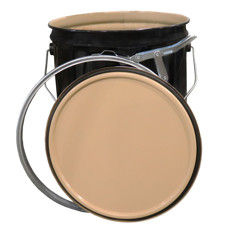 5.3 Gallon Black Buff Epoxy Phenolic Straight Side Steel Pail, w/ CWL ...