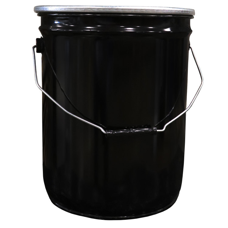 5.3 Gallon Black Buff Epoxy Phenolic Straight Side Steel Pail, w/ CWL ...