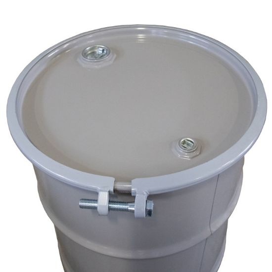 30 Gallon Gray Unlined Steel Open Head Drum w/ Gray Cover, 2" Fitting ...