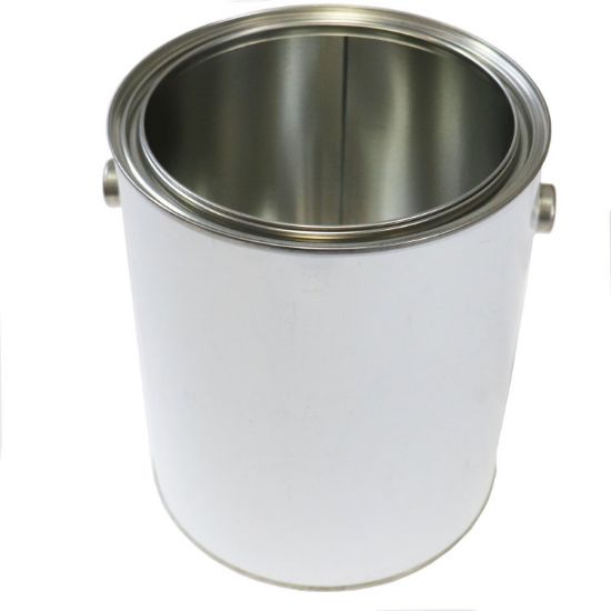 1 Gallon White Round Metal Paint Can w/ Ears, Unlined. Pipeline Packaging
