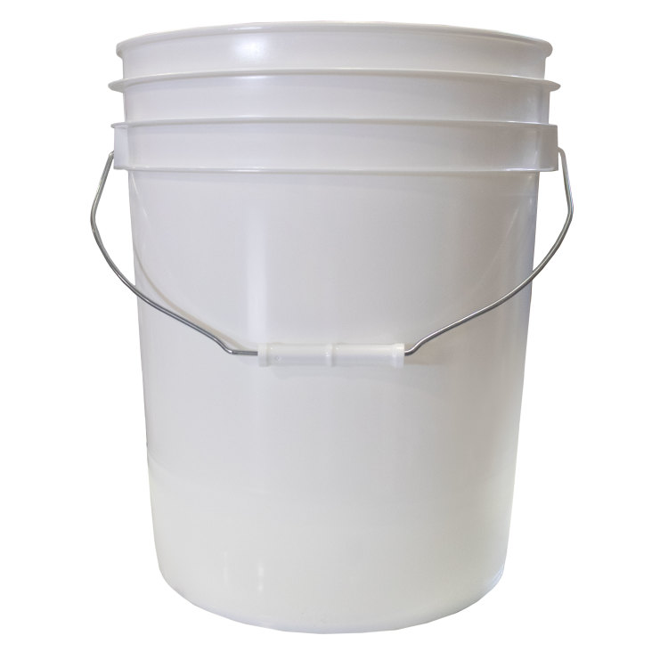 5 Gallon White HDPE 25% PCR Plastic Open Head Pail, w/ Metal Handle and ...