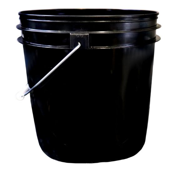 2 Gallon Black HDPE 25% PCR Plastic Open Head Pail, w/ Metal Handle and ...