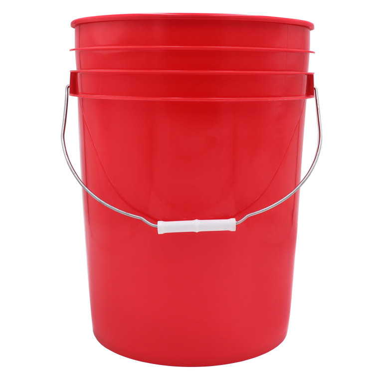 20 Liter Red #186 HDPE Plastic Open Head Pail w/ Metal Handle. Pipeline ...