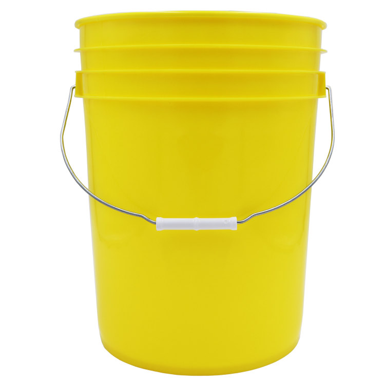 5 Gallon Yellow HDPE Plastic Open Head Pail, w/ Metal Bail. Pipeline ...