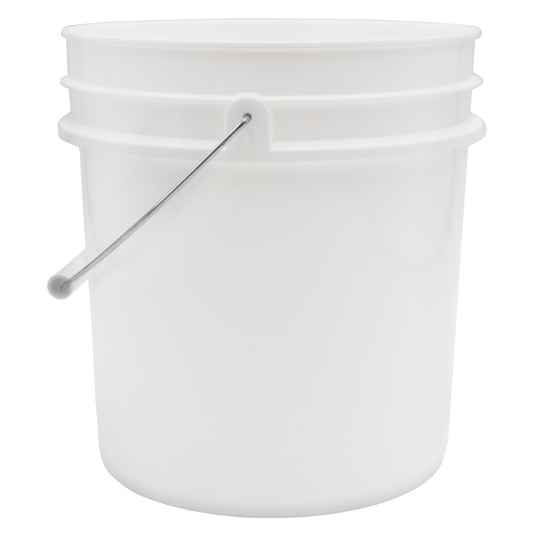 2 Gallon White HDPE Open Head Plastic Pail w/ Metal Handle & White Grip ...