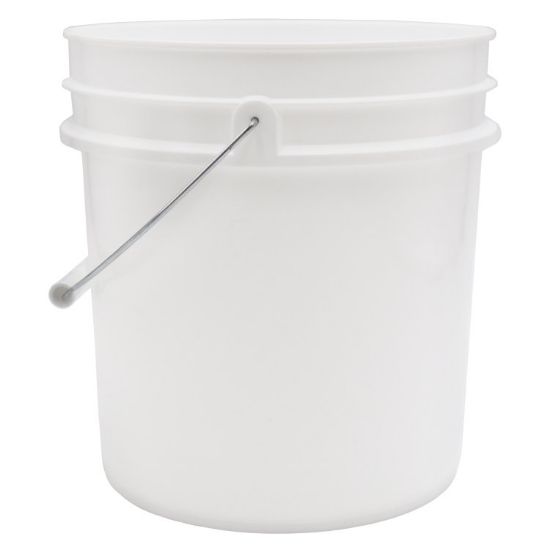 2 Gallon White HDPE Open Head Plastic Pail w/ Metal Handle & White Grip ...