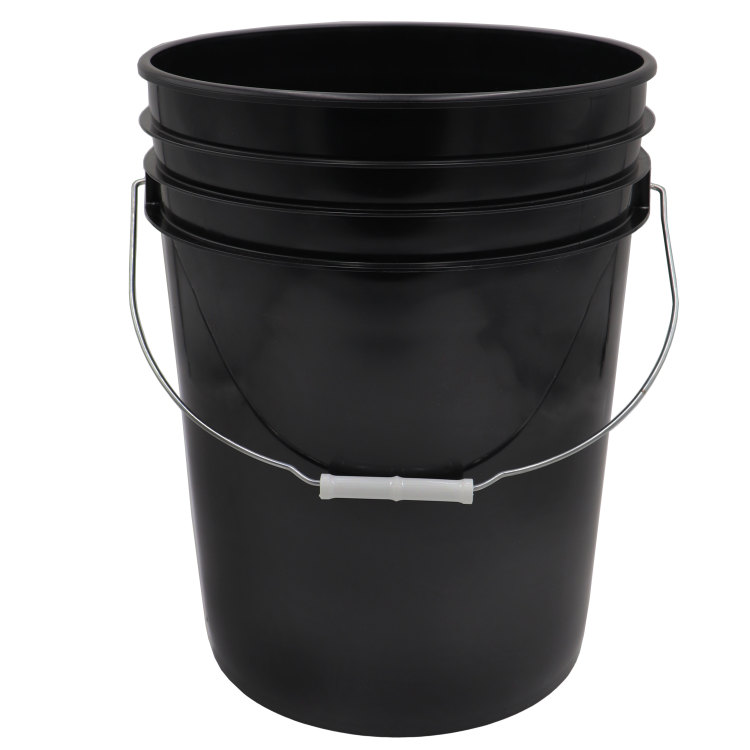 20 Liter Black HDPE Plastic Open Head Pail w/ Metal Handle. Pipeline ...