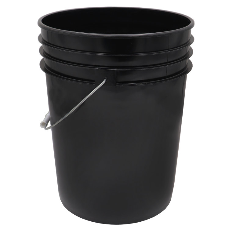 20 Liter Black HDPE Plastic Open Head Pail w/ Metal Handle. Pipeline ...