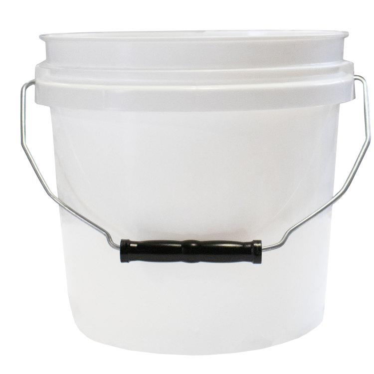 1-Gallon Ivory White HDPE Plastic Open Head Pail, w/ Metal Bail, Black ...
