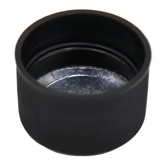 28 mm, 28-410 Black PP Plastic Matte Top, Ribbed Side Cap, .020" Heat Seal for PET. Pipeline ...